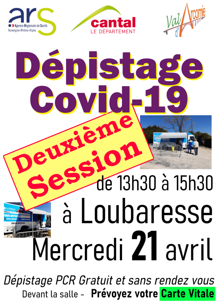 Affiche-depistage-covid-jour2 - Val d'Arcomie